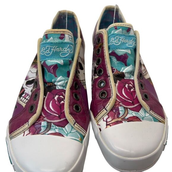Ed Hardy | Shoes | Ed Hardylaceless Sneakers Ed Hardy Slipon Skull Rose ...